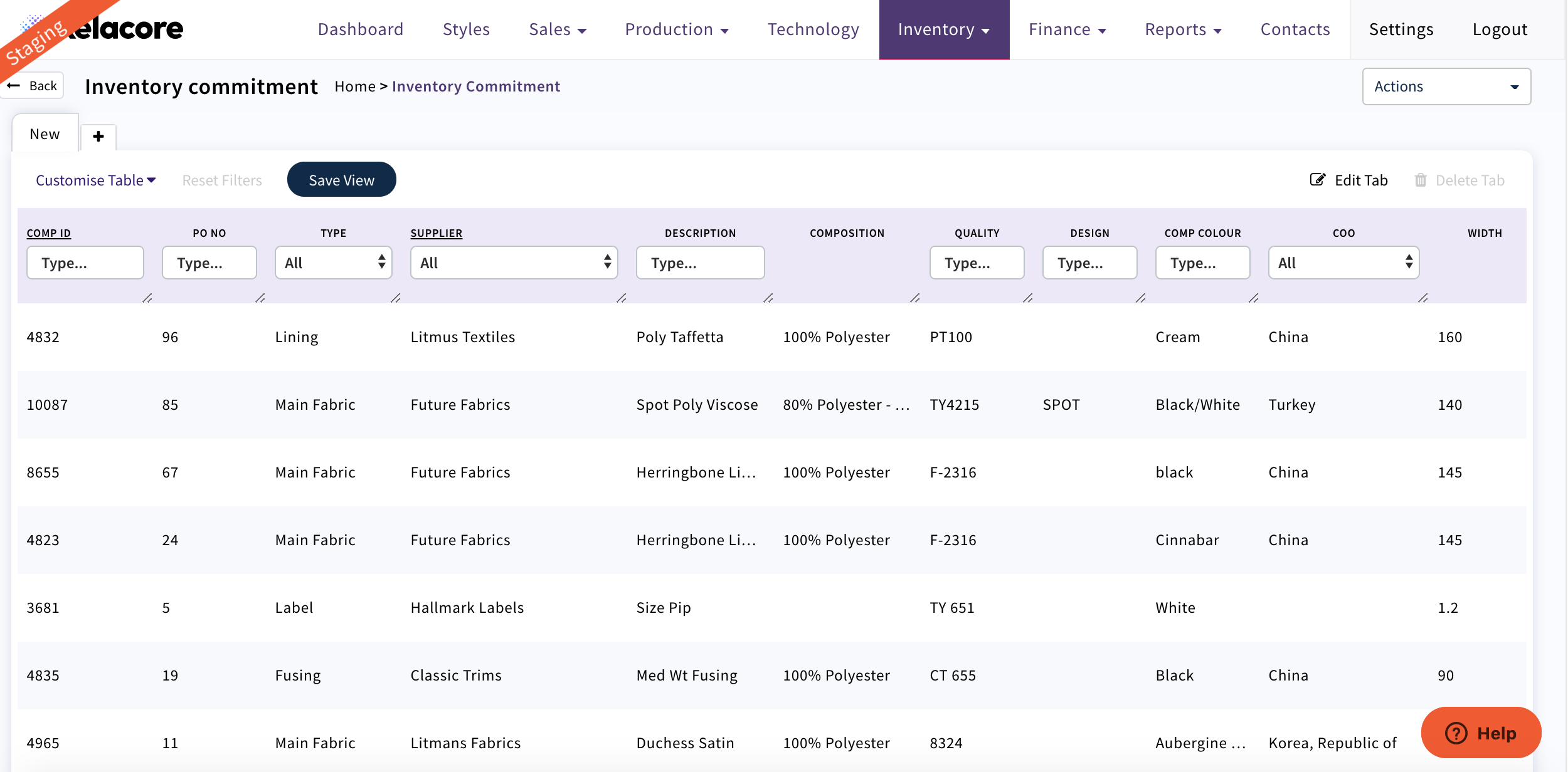 Inventory Commitment – Fabacus